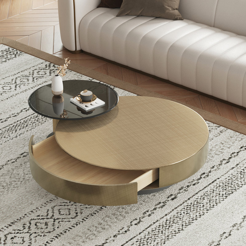 Wood and bronze coffee table store